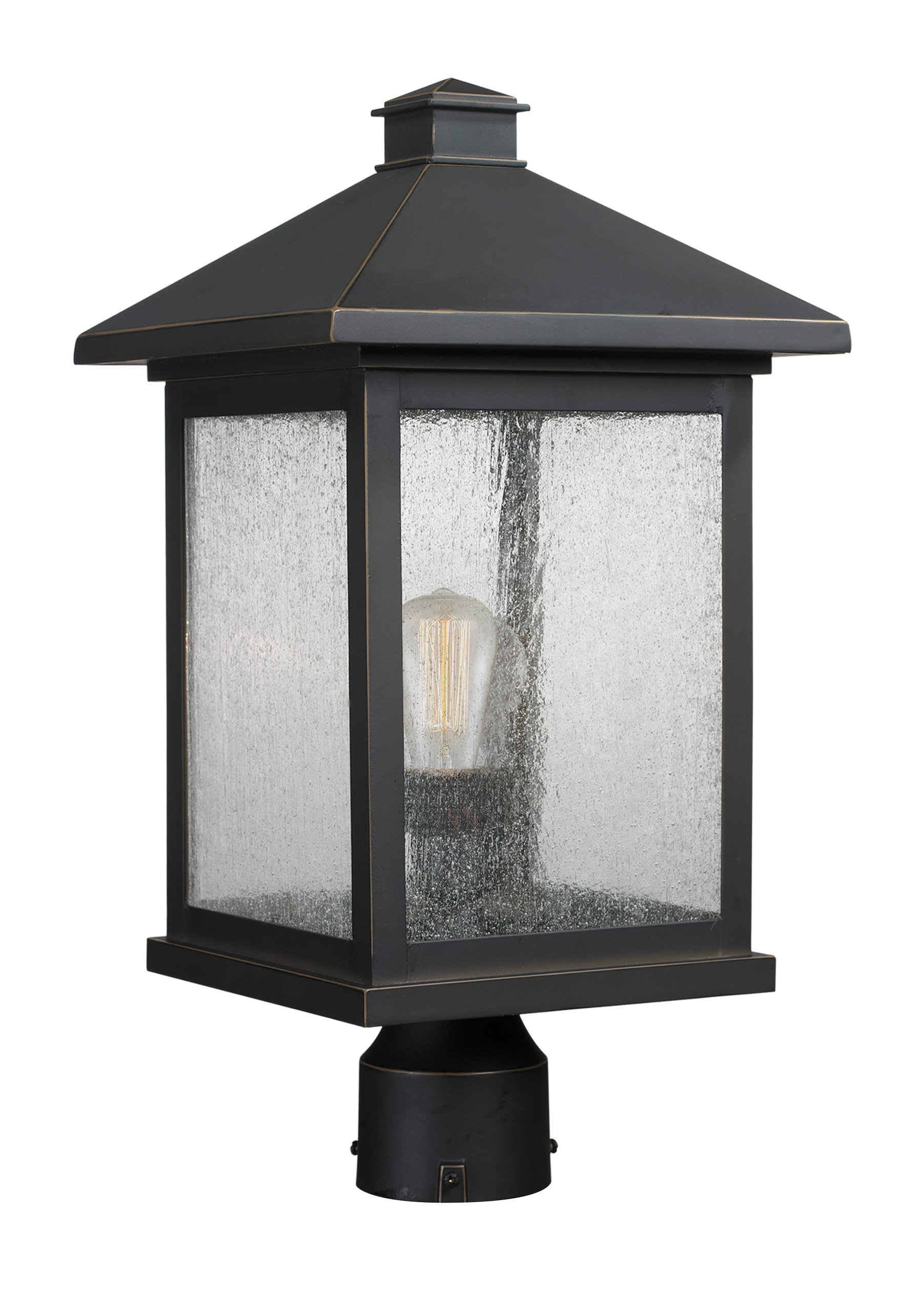 Portland 1-Light Outdoor Post Mount Fixture Light In Oil Rubbed Bronze ...