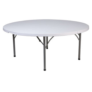 6-Foot Round Granite White Plastic Folding Table, 70.75"Wx70.75"Dx29"H ...