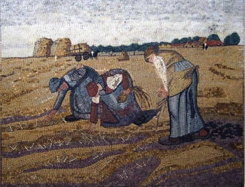 Harvest Scene Outdoor Decorative Mosaic, 54" x 41" - Farmhouse - Tile ...