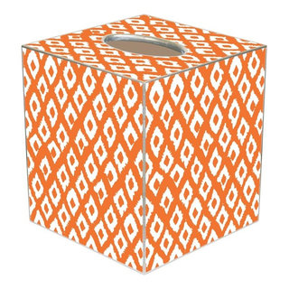 TB2810-Ikat Orange Tissue Box Cover - Contemporary - Tissue Box Holders ...
