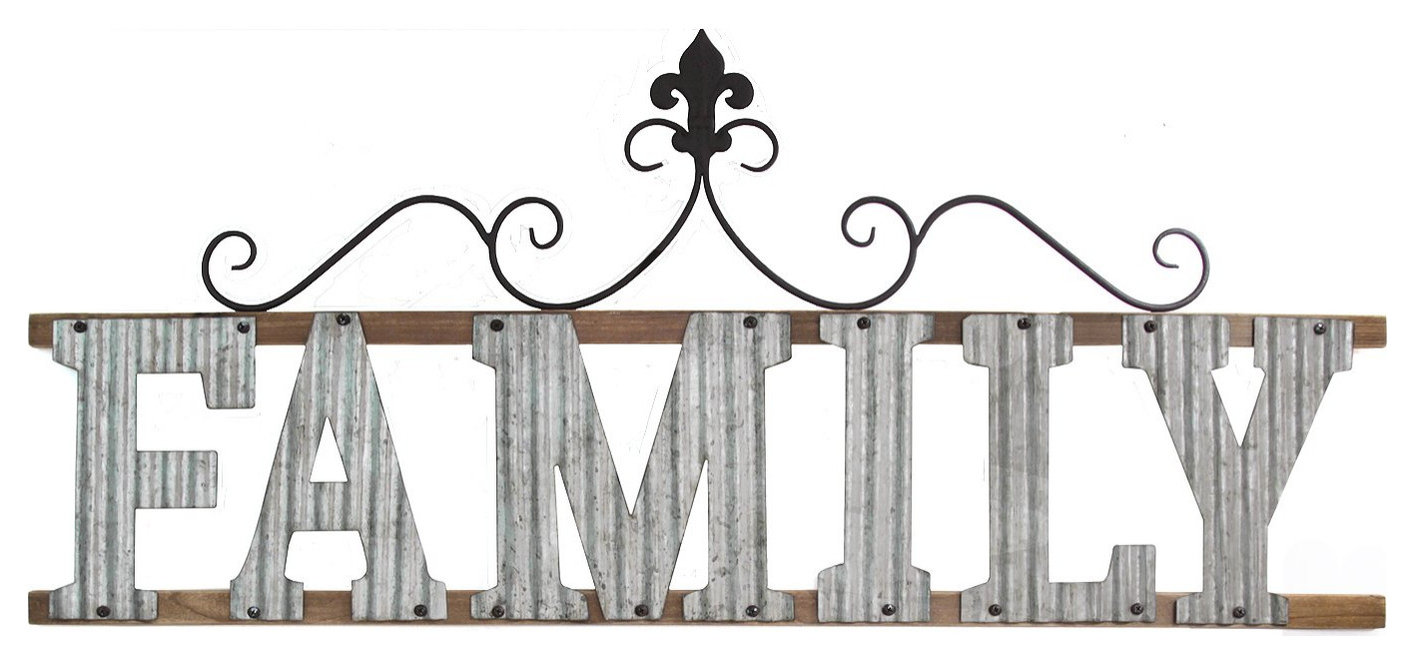 HomeRoots Rustic Farmhouse Family Galvanized Metal Wall Decor ...