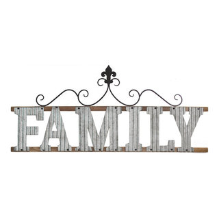 HomeRoots Rustic Farmhouse Family Galvanized Metal Wall Decor ...