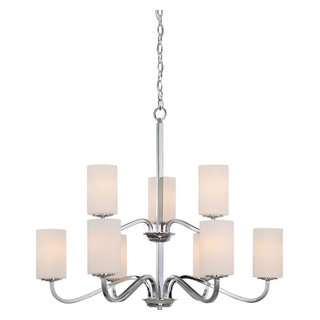 Willow 9 Light 2-Tier Hanging Fixture with White Glass - Transitional ...