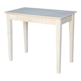 Pemberly Row Traditional Wood Writing Table Unfinished in Unfinished ...