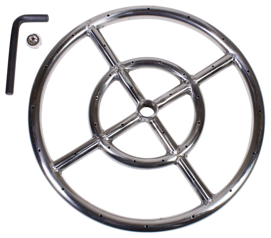 12" Round Fire Pit Burner Ring, Stainless Steel, Double Ring ...