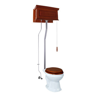 High Tank Toilets Light Mahogany Raised Tank Round High Tank Toilet ...