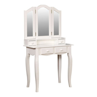 Benzara BM132010 Janelle Transitional Vanity Tabe , White - Traditional ...