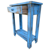 Small Accent Table With Drawer, Blue - Farmhouse - Side Tables And End ...