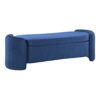 Modway Nebula Upholstered Performance Velvet Bench in Midnight Blue ...