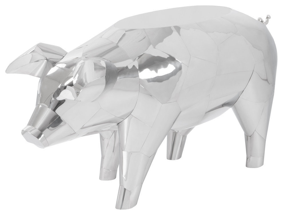 Babe Pig Side Table, Stainless Steel - Farmhouse - Side Tables And End ...