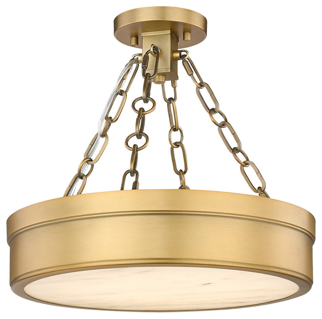 Anders LED Semi Flush Mount in Rubbed Brass - Contemporary - Flush ...