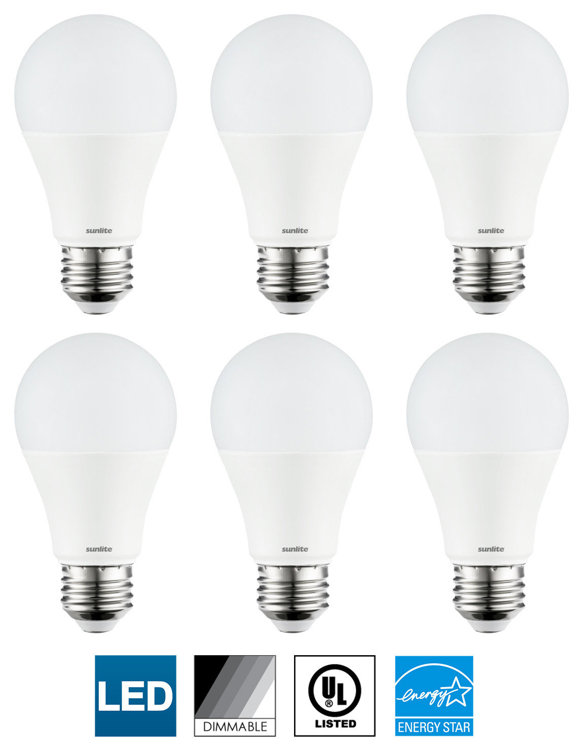 6-Pack Sunlite LED Bulb, Dimmable, 15W, E26 Base, 40K Cool White, UL ...