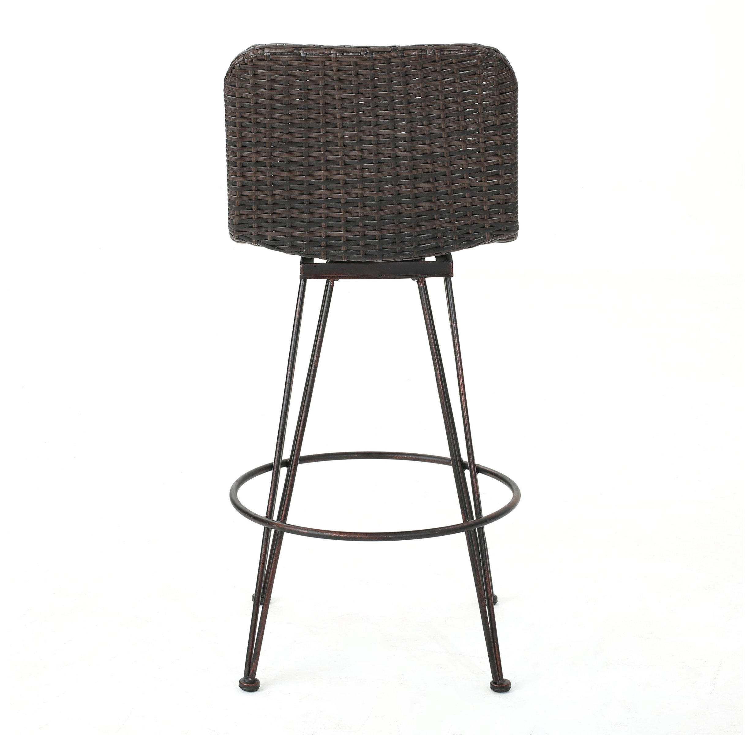 GDF Studio Pines Outdoor Wicker Bar Stools, Set of 2 - Tropical ...