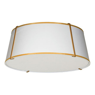 4 Light Incandescent Flush Mount Gold with White - Transitional - Flush ...