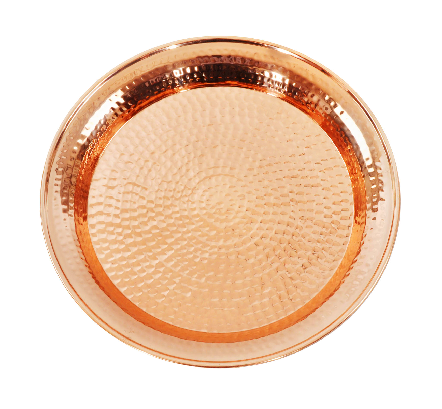 Hammered Copper Circular Tray With Rolled Edges - Traditional - Serving ...