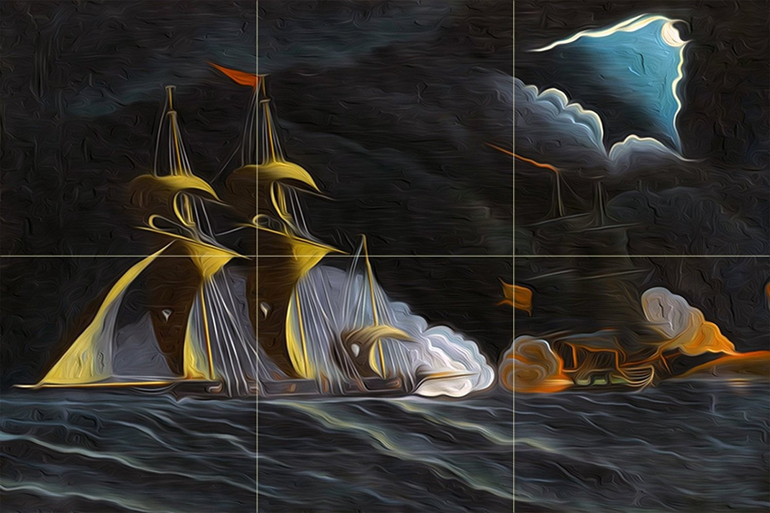 Tile Mural Kitchen Bathroom Wall Backsplash Seascape With Pirate Ships ...