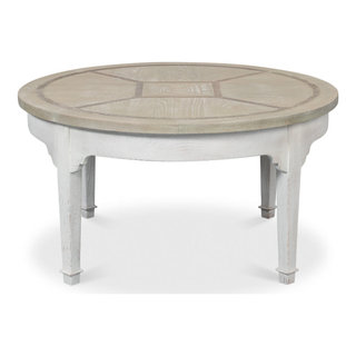 Barbera Vineyards Round Coffee Table 2 Tone Wood - French Country ...