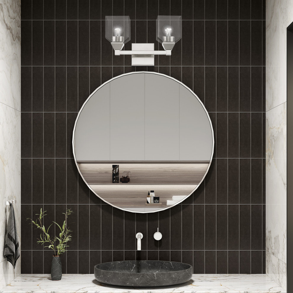 Aragon 2 Light Brushed Nickel Vanity Sconce - Transitional - Bathroom ...