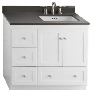 Ronbow Essentials Shaker 36" Bathroom Vanity Cabinet Base, White ...