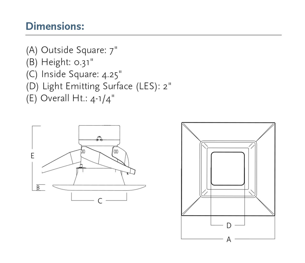 6" Square LED Retrofit Recessed Trim Downlights - Contemporary ...
