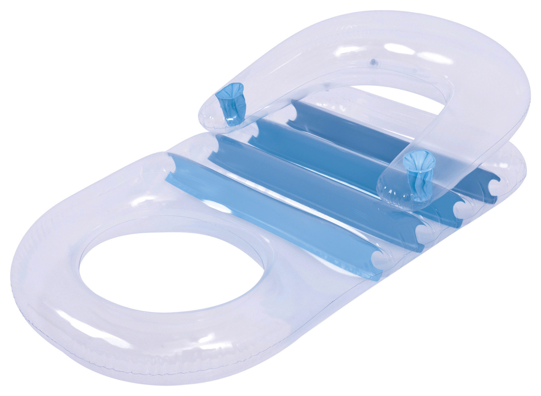 59" Blue Transparent Inflatable Pool Lounger with Cup Holders - Modern ...