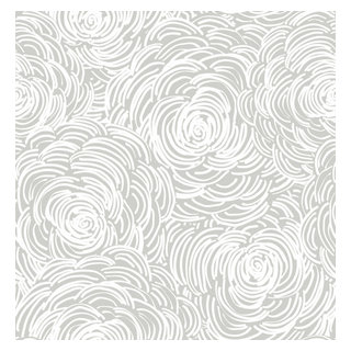 Celestial Gray Floral Wallpaper - Contemporary - Wallpaper - by ...
