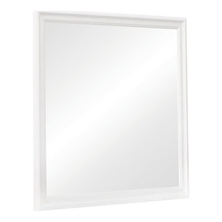 Molded Wooden Frame Mirror With Mounting Hardware, White - Traditional ...