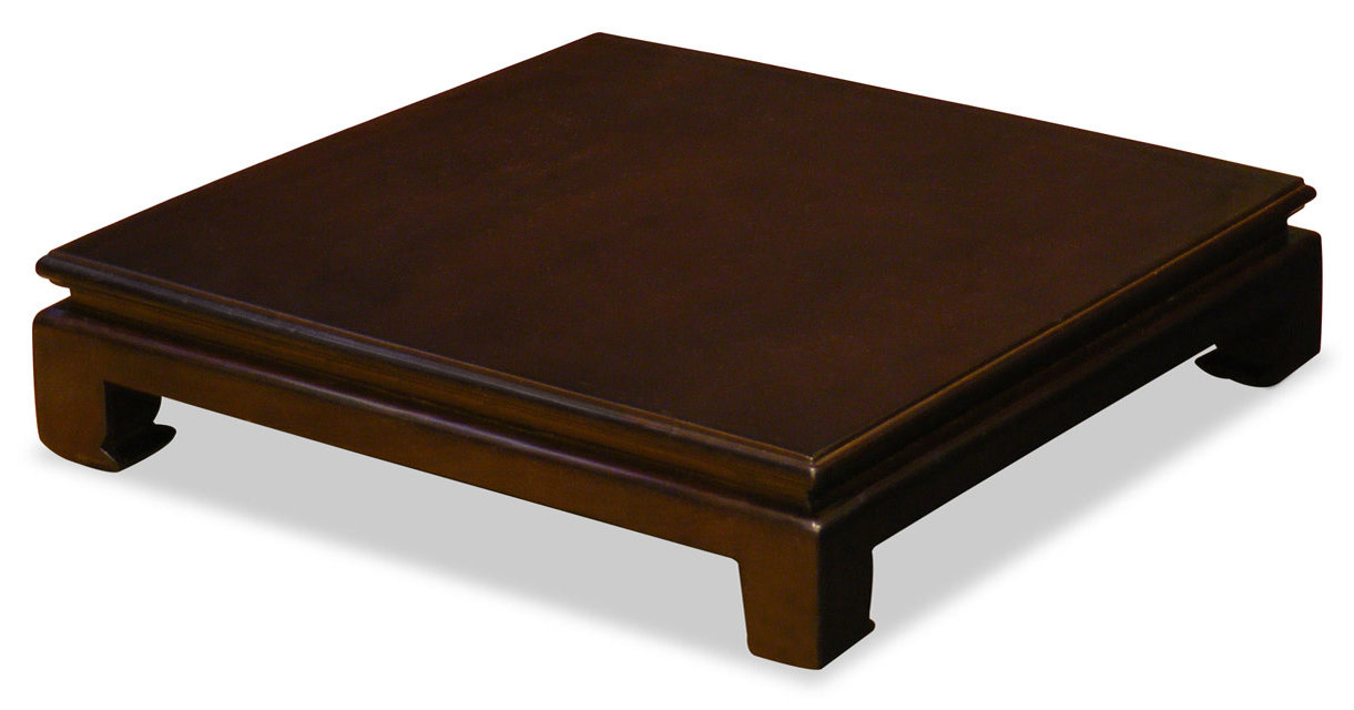 16 Inch Dark Brown Elmwood Chinese Square Stand - Asian - Plant Stands ...