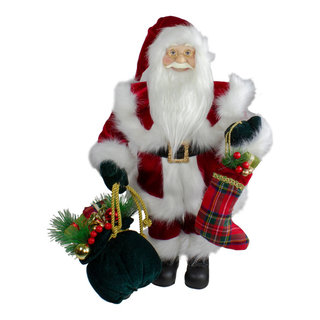 18" Standing Santa Christmas Figure with Presents - Modern - Holiday ...