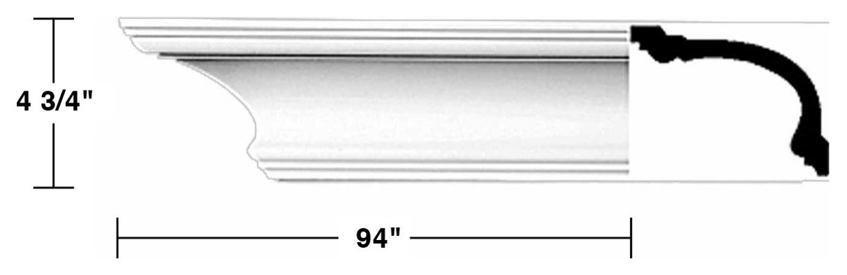 Cornice White Urethane Asheville Simple Design 12 Pcs 1128" Length ...
