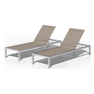 JEAREY Outdoor Chaise Lounge Aluminum Patio Lounge Chair with Wheels ...