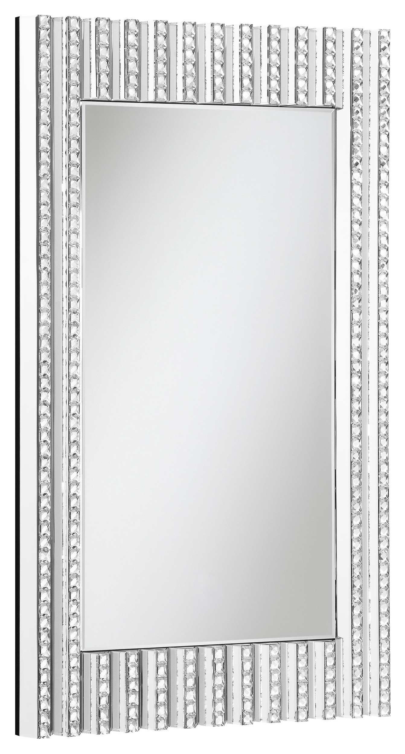 Aideen Rectangular Wall Mirror With Vertical Stripes of Faux Crystals ...