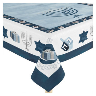 Laural Home Happy Hanukkah 70" X 144" Tablecloth, 70" X 144 ...