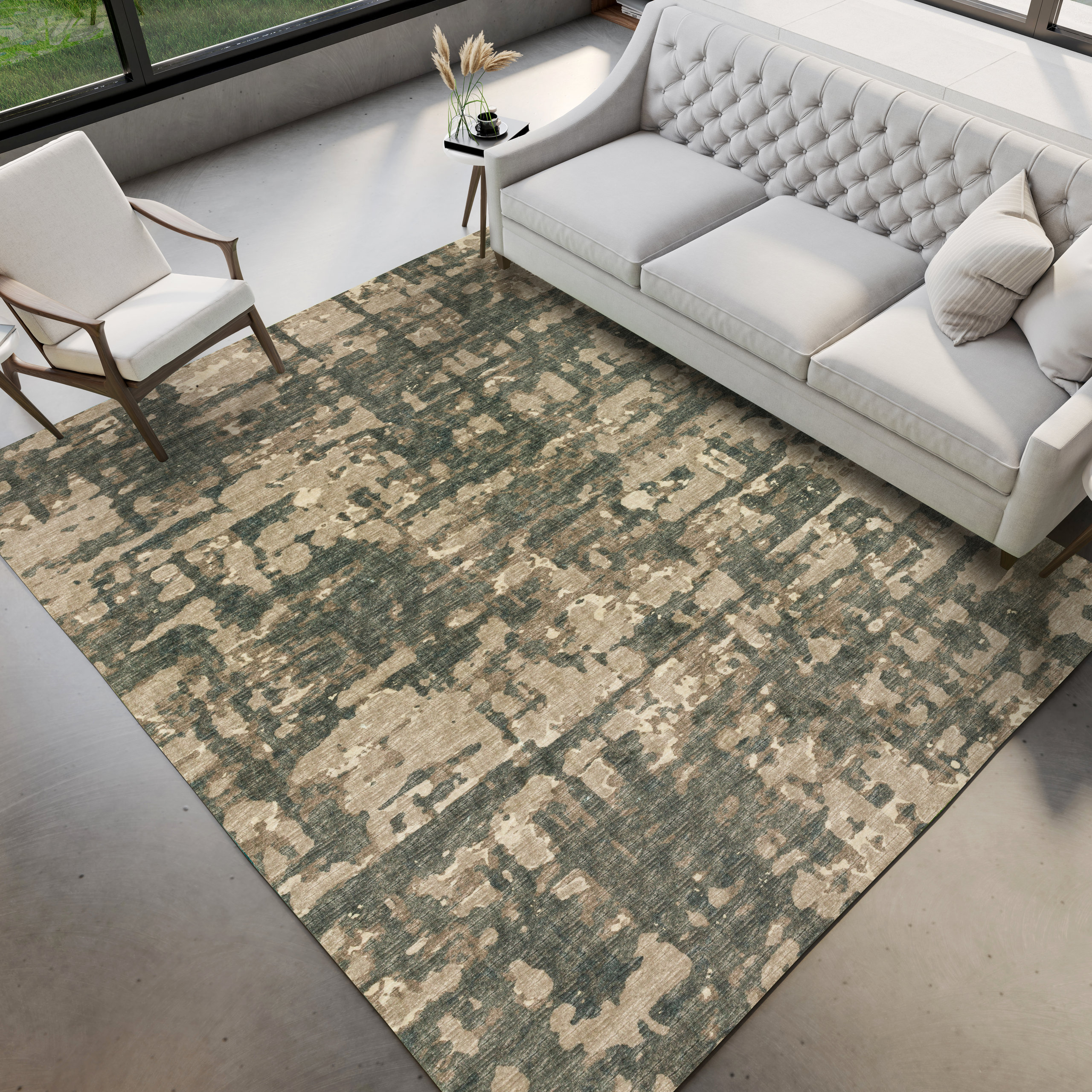 Abstract Crosshatch Power Loomed Throw/Accent Rug 1'8"x2'6" Earth ...