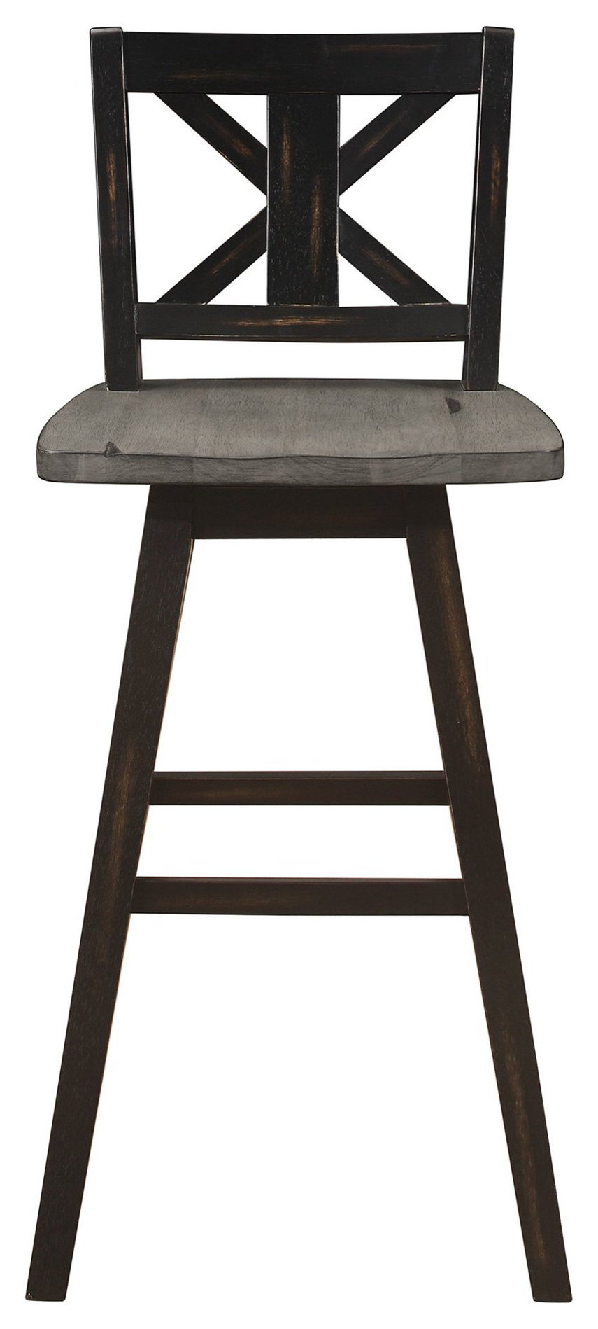 Set of 2 Swivel Bar Stools with Wooden Seat and Cross Back Cutout ...