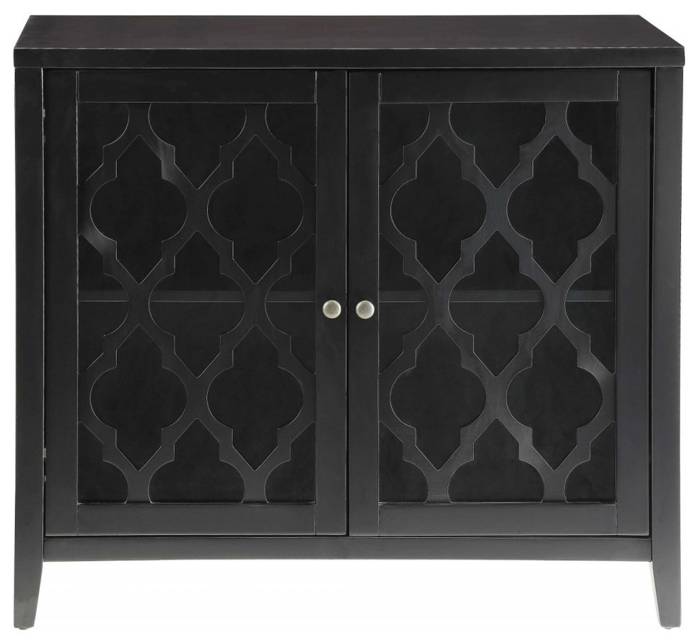34" X 15.4" X 30" Black Mdf Cabinet - Mediterranean - Accent Chests And ...