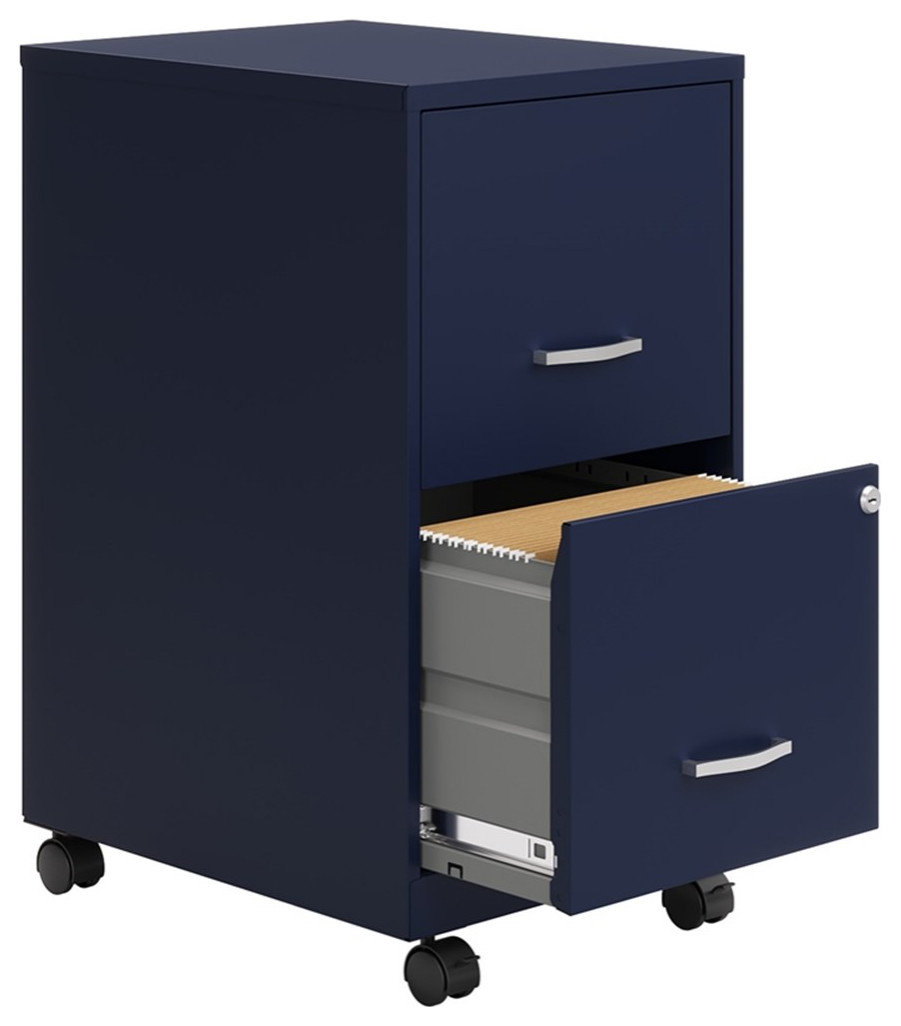 Pemberly Row 18" 2 Drawer Mobile Ultra Pedestal Metal File Cabinet ...