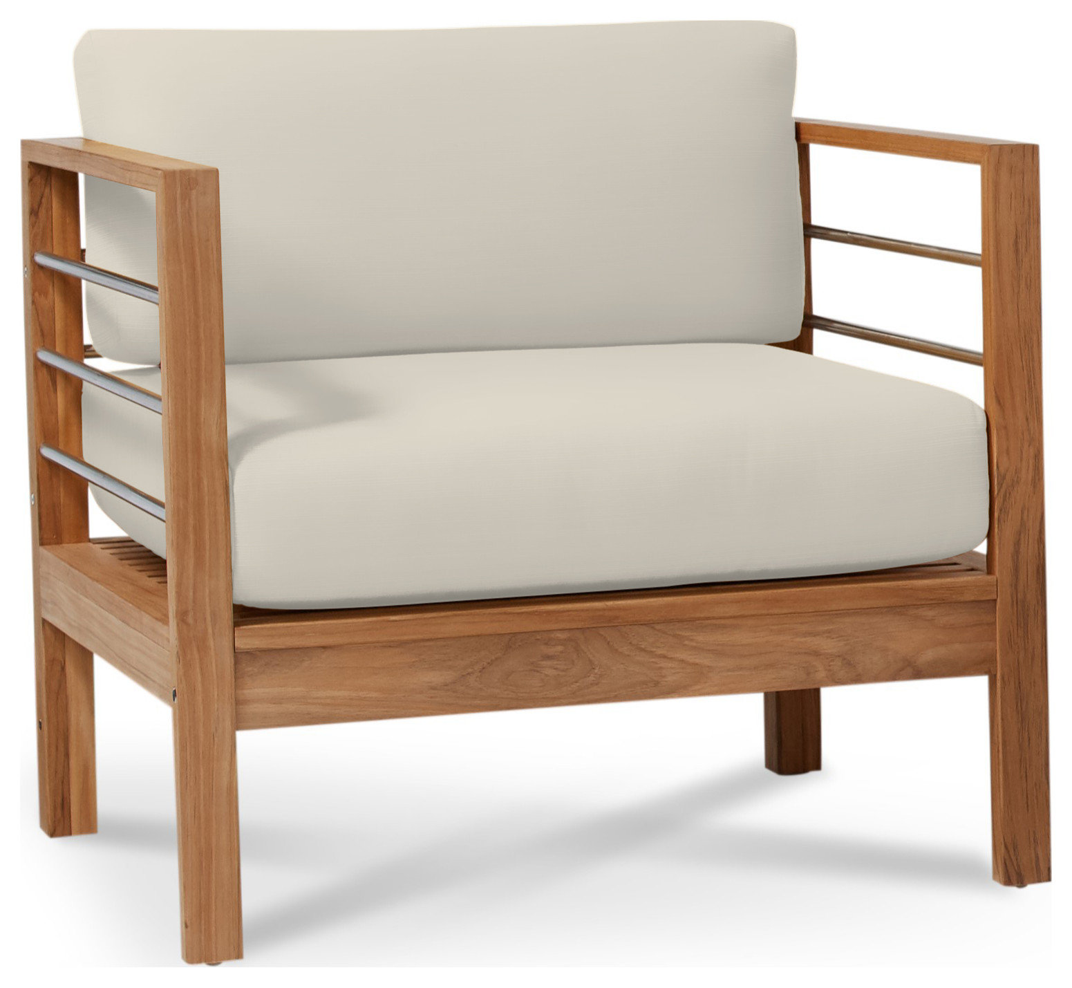 SoHo 4-Piece Teak Outdoor Patio Deep Seating Set with Sunbrella Canvas ...