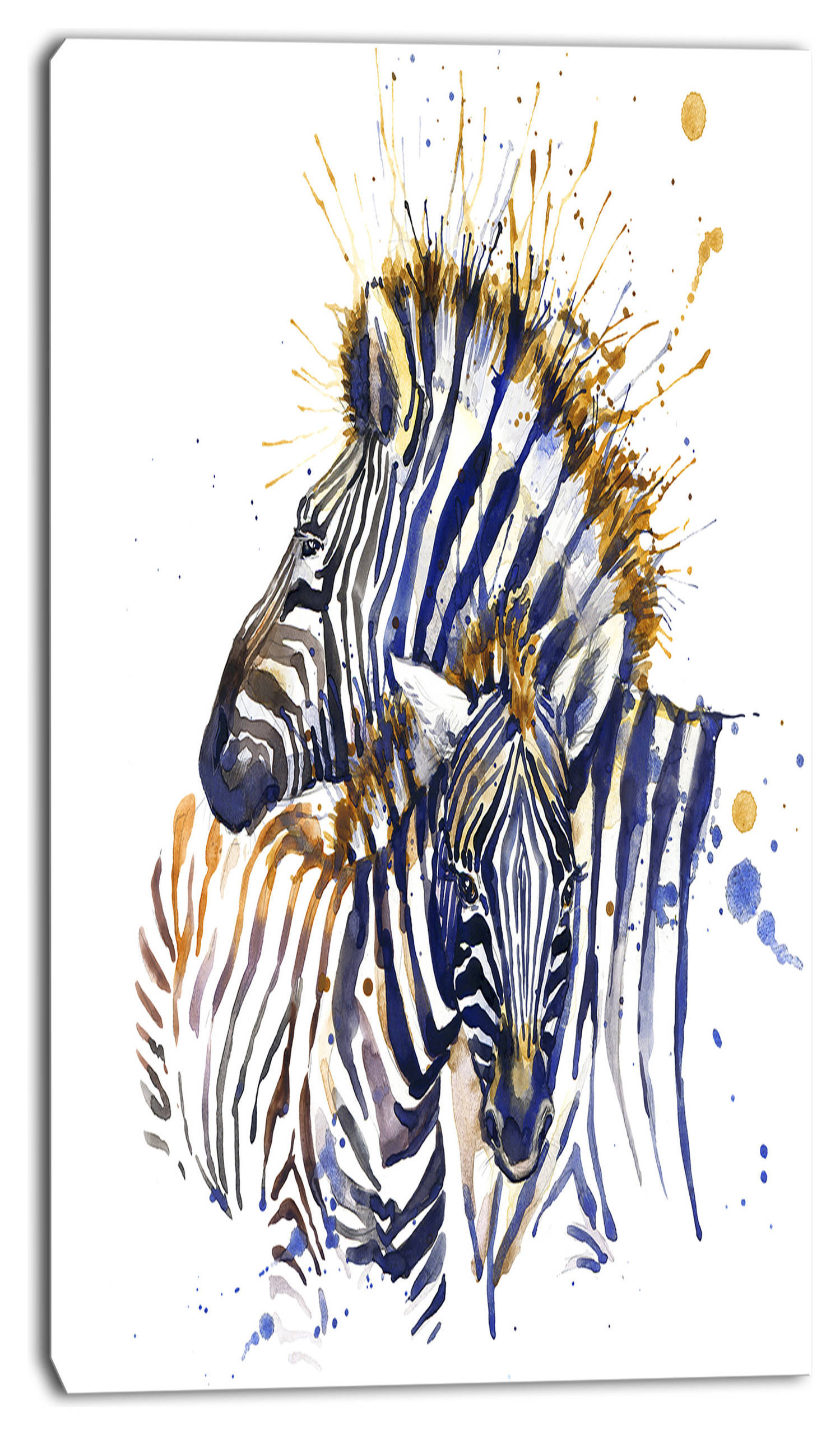 Zebra Watercolor Rightwards, Animal Canvas Wall Art, 16"x32 ...