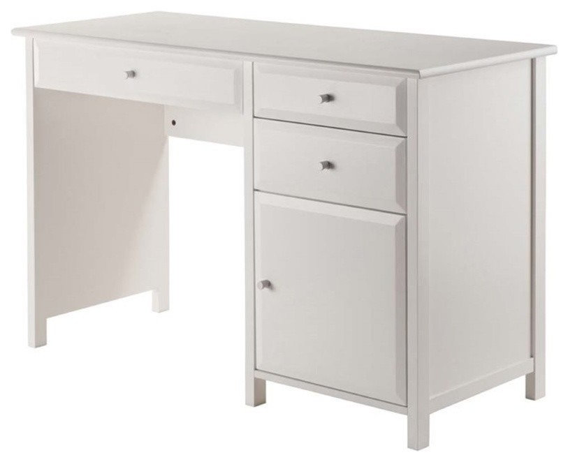 Pemberly Row Transitional Composite Wood Office Writing Desk in White ...