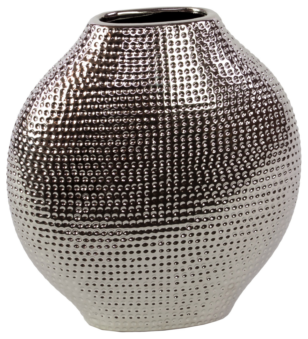 Urban Trends Ceramic Bellied Vase With Silver Finish - Contemporary ...