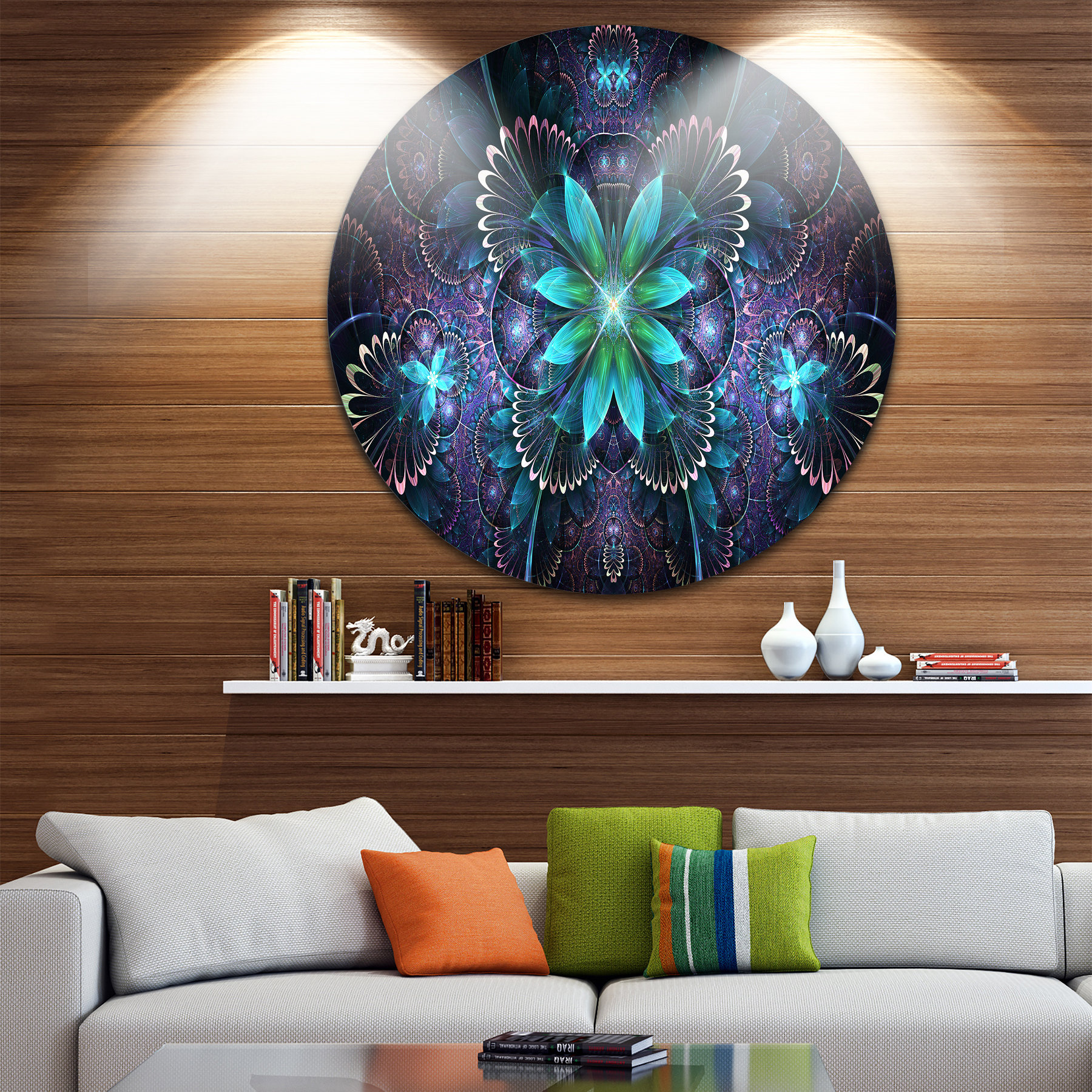 Fractal Flower Blue Digital Art, Flower Round Wall Art, Disc of 11 inch ...