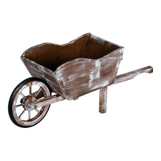 22"x7"x8" Wooden Wheel Barrow - Contemporary - Utility Carts - by ...