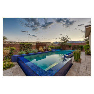 Raised Rim Flow Pool with Custom Fire/Water Feature - Pool - Las Vegas ...