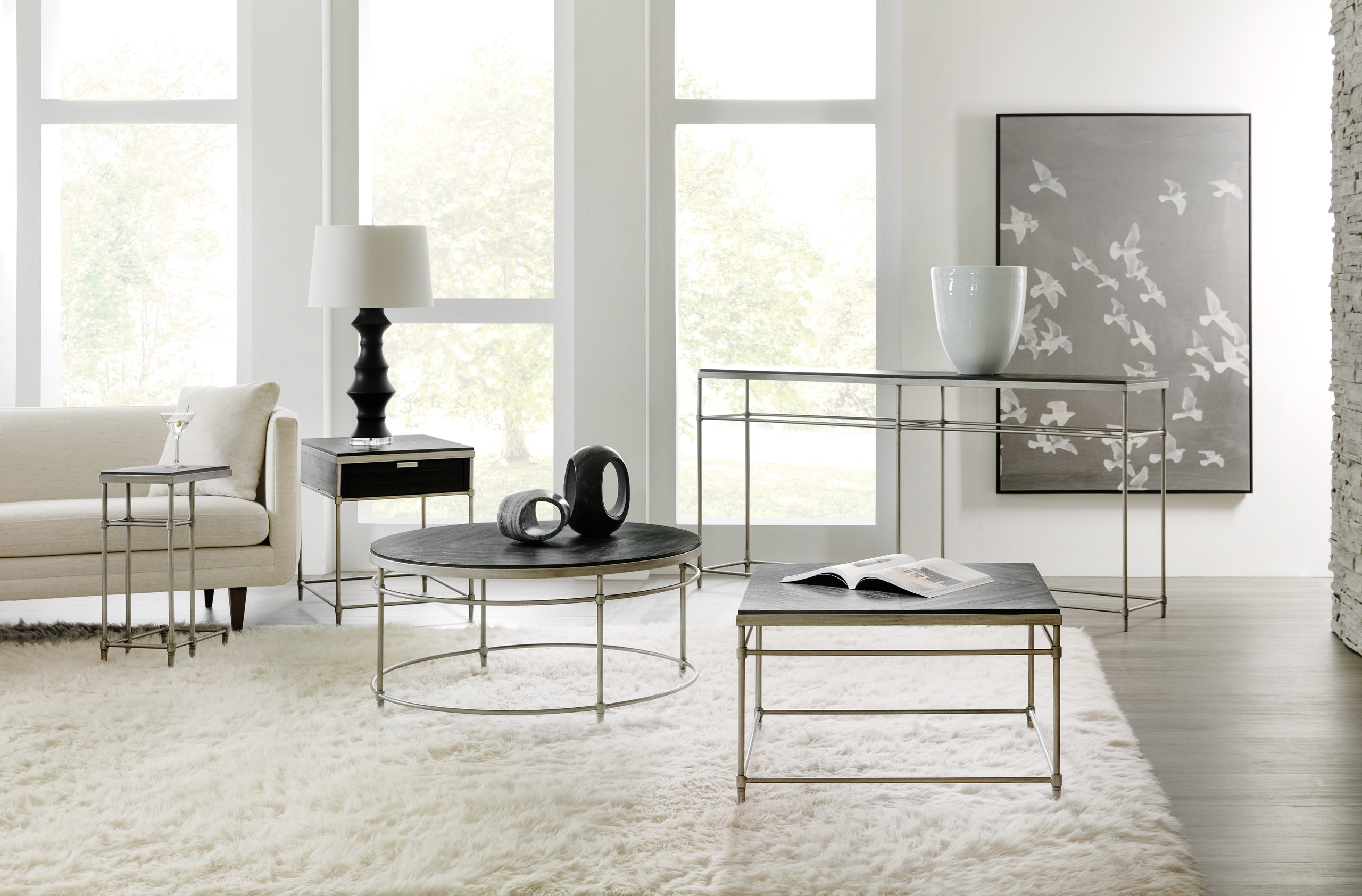 St. Armand Square Cocktail Table, Black - Transitional - Coffee Tables ...