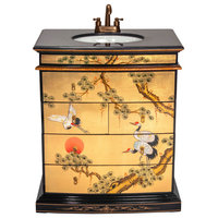 Gold Lacquer Small Vanity Cranes - Asian - Bathroom Vanities And Sink ...