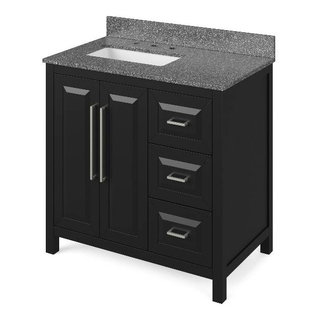 Jeffrey Alexander Cade Transitional Black 36" Left Offset Vanity ...