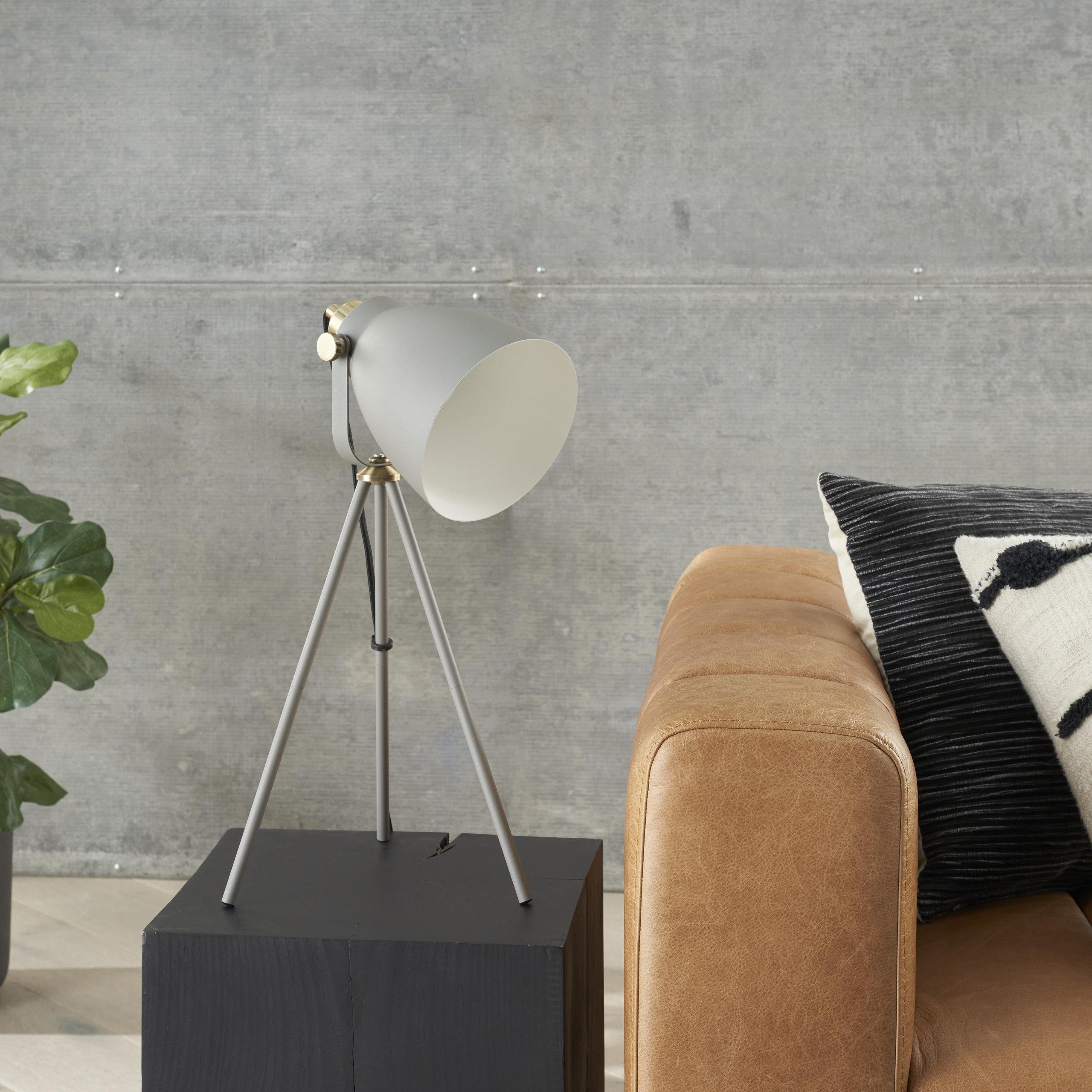 Nourison HAD02 Table Lamp, Grey, 7" x 7" x 21" - Midcentury - Desk ...