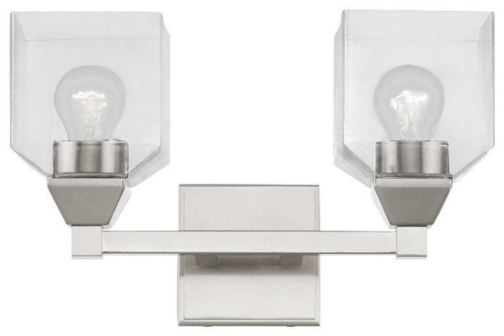 Aragon 2 Light Brushed Nickel Vanity Sconce - Transitional - Bathroom ...