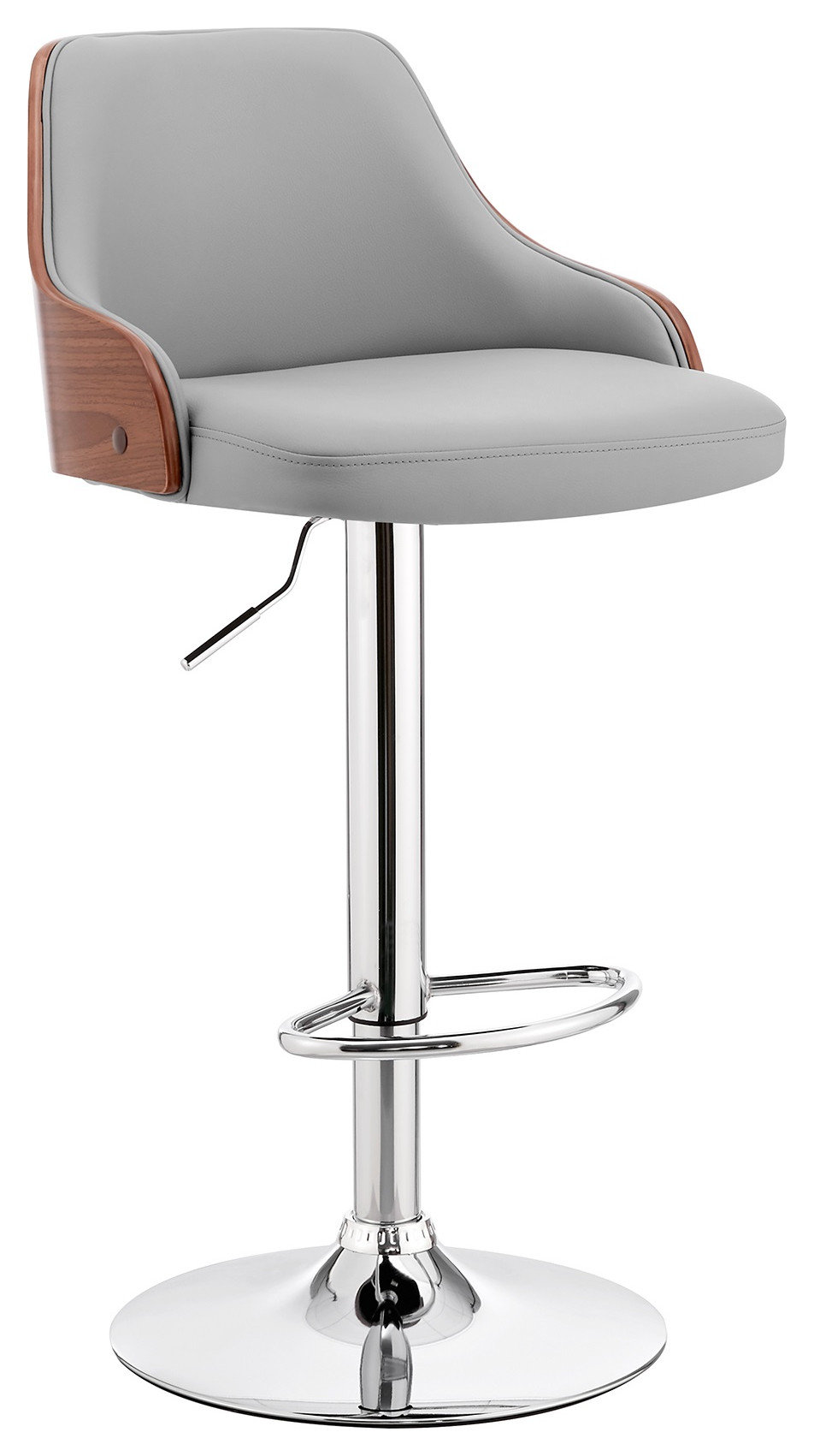 Asher Adjustable Gray Faux Leather and Chrome Finish Bar Stool - Contemporary - Bar Stools And ...